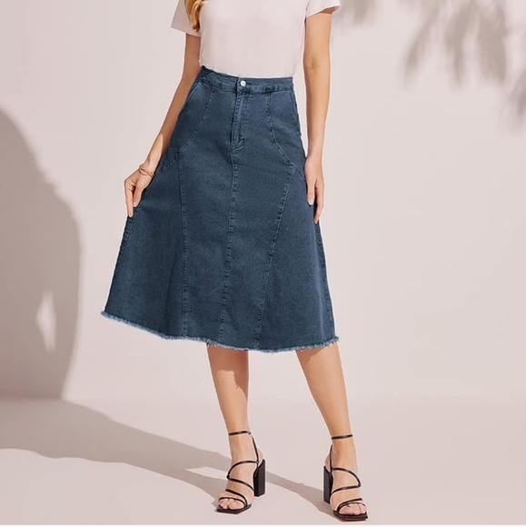 Kancy Kole | Skirts | Kancy Kole Szs Flair Stretch Denim Skirt Binj ...